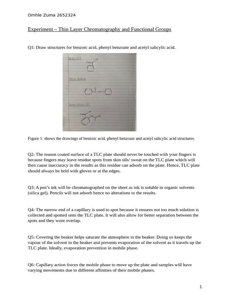 TLC Experiment: Analyzing Functional Groups | PDF | Thin Layer ...