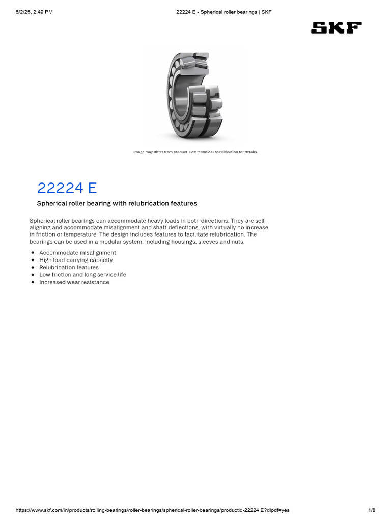 E - Spherical Roller Bearings - SKF | PDF | Bearing (Mechanical) | License