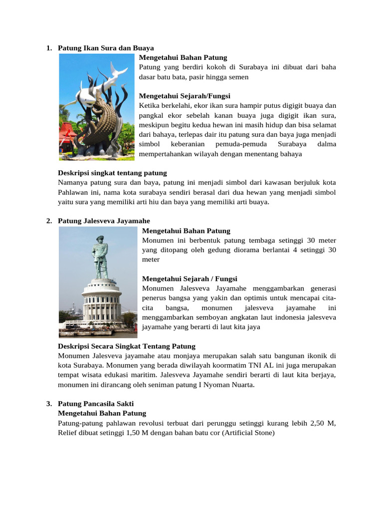 Patung Ikan Sura Dan Buaya | PDF