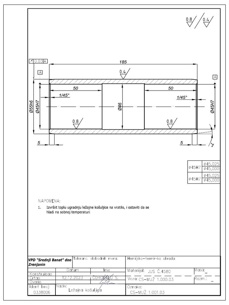Crtež Ident BR 0338006 | PDF