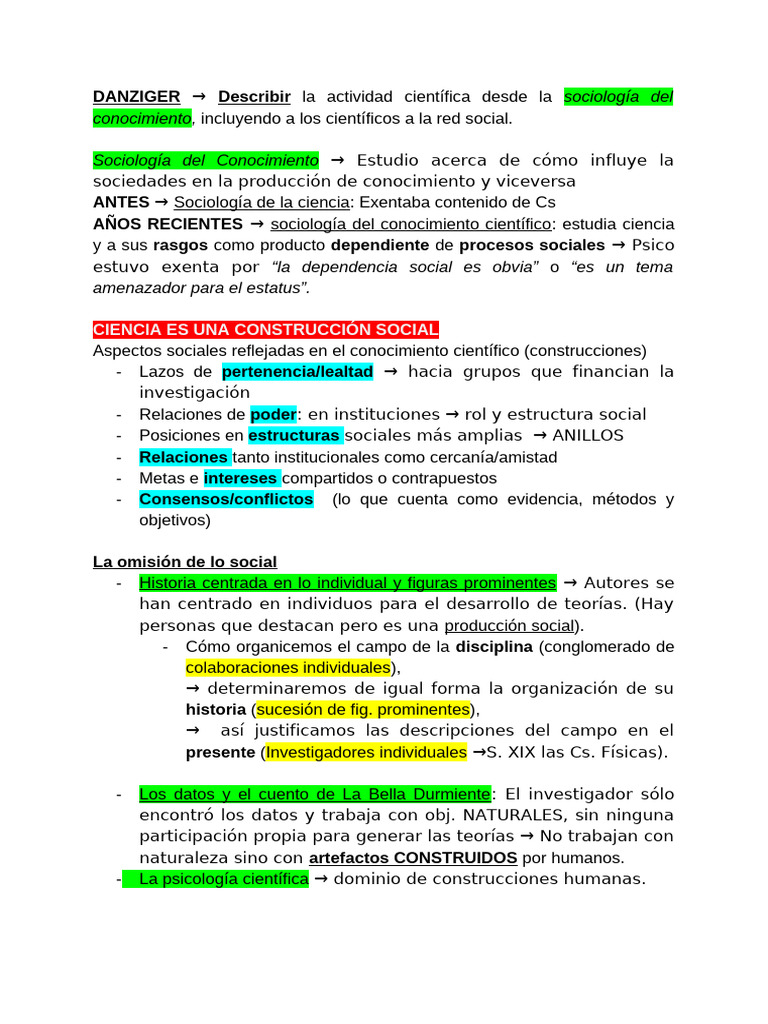 DANZIGER - La Estructura Social de la Experimentación en Psicología (1) | PDF | Conocimiento ...