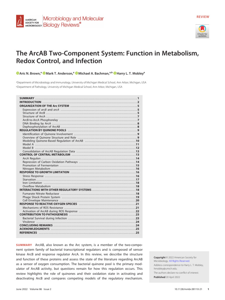 ArcAB System | PDF | Electron Transport Chain | Cellular Respiration