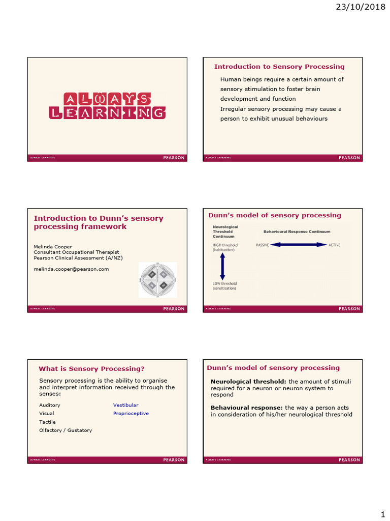 Understanding Dunn's Sensory Processing | PDF | Senses | Psychological ...