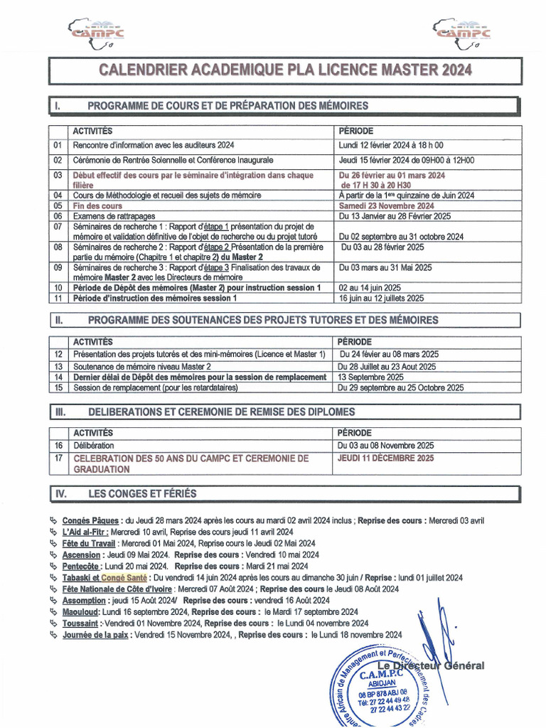 Rentree 2024 Calendrier Pla 2024 | PDF
