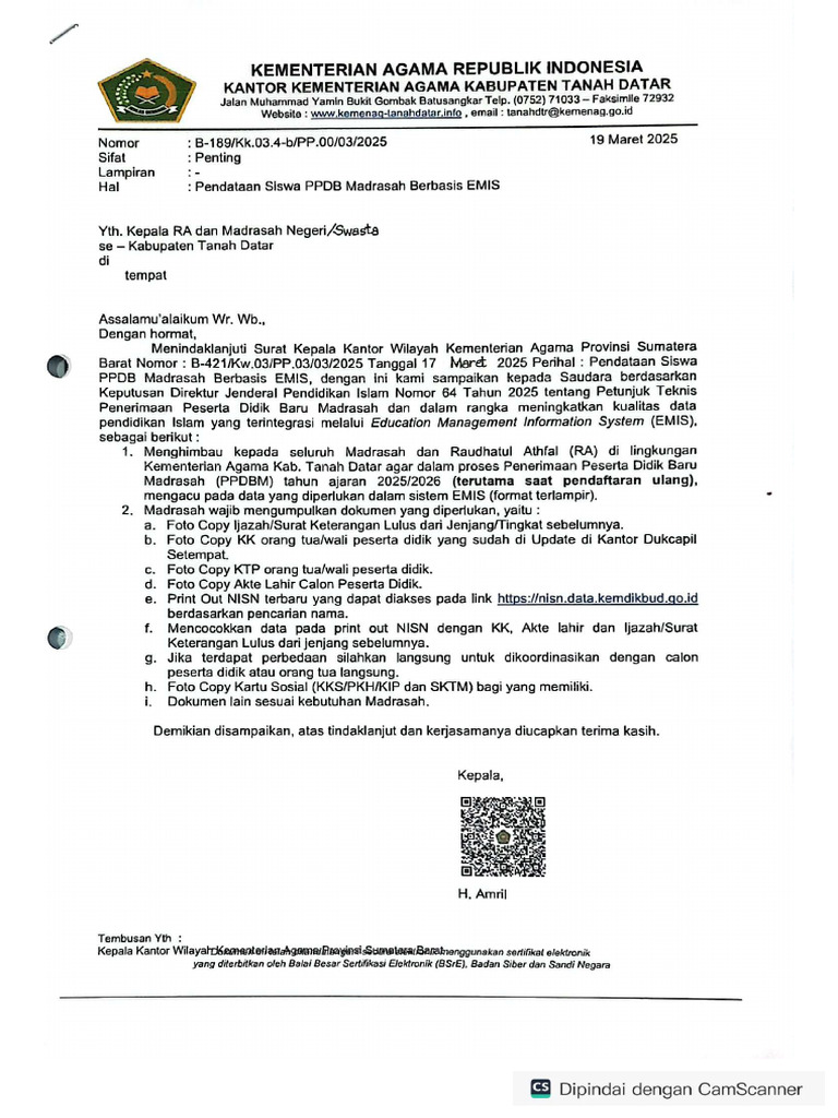 Pendataan Siswa PPDB Madrasah Berbasis EMIS | PDF