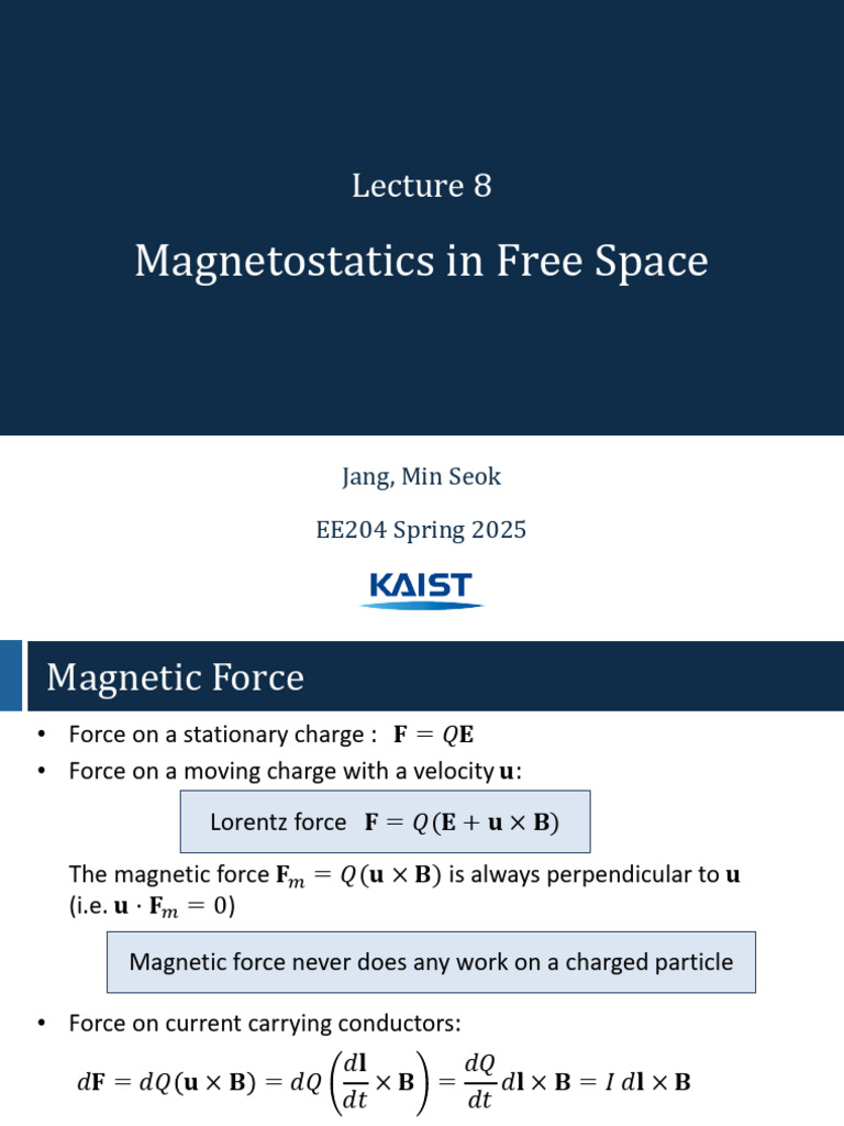 8.magnetostatics in Free Space | PDF | Force | Electromagnetism
