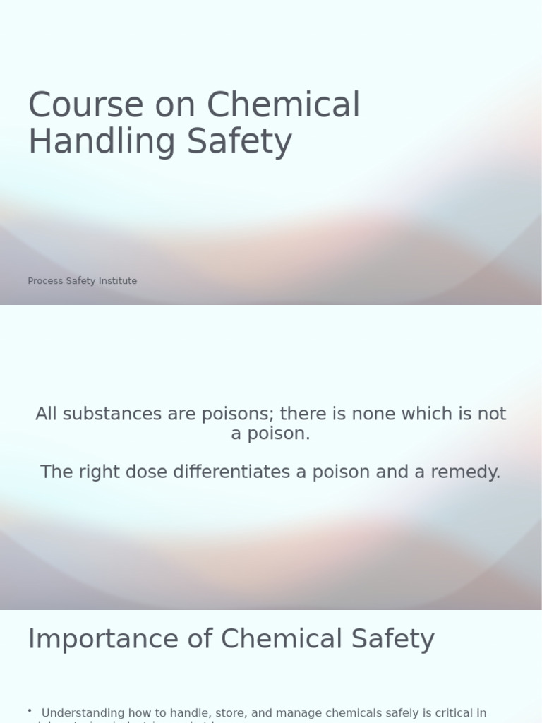 Chemical Handling Safety | PDF