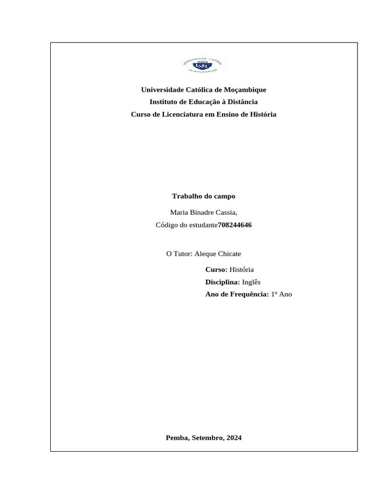 Trabalho Do Camp Ingles UCM | PDF | Linguistics | Grammar