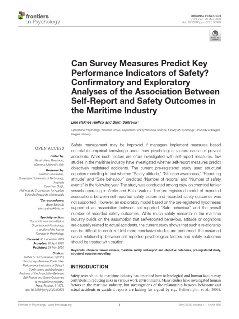 55. Can Survey Measures Predict Key Performance Indicators of Safety Confirmatory and ...