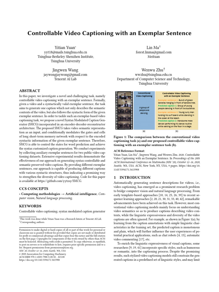 Controllable Video Captioning With An Exemplar Sentence 2021 | PDF | Parsing | Syntax