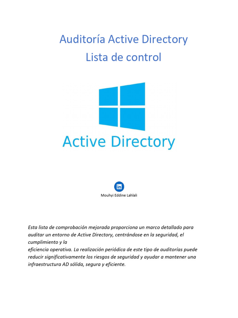Auditor A Active Directory 1736540131 | PDF | Directorio Activo | sistema de nombres de dominio