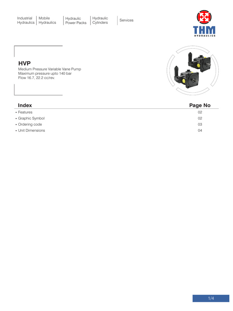 THM-HVP Variable Vane Pump | PDF | Pump | Fluid Dynamics