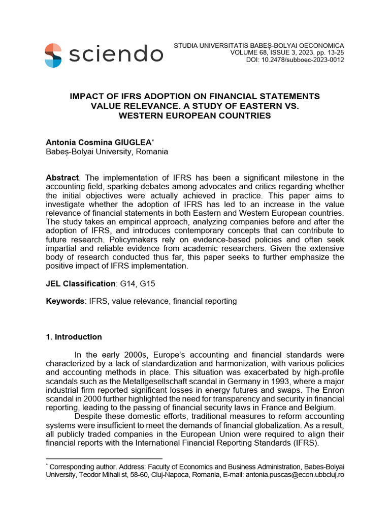 Impact of IFRS On Financial Statements Value Relevance A Study of ...