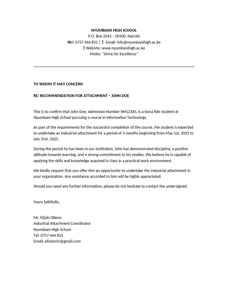 Attachment Recommendation Letter With Letterhead | PDF