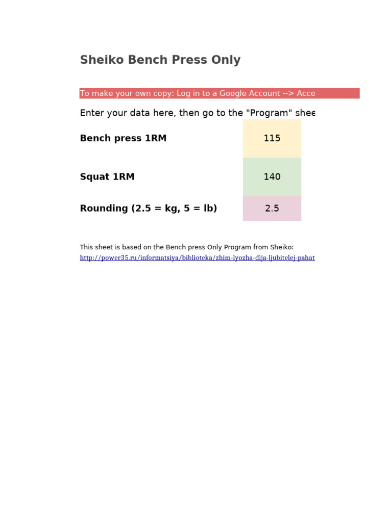 Sheiko Bench Press Only Program (KG + LB) | PDF | Weight Training | Weight