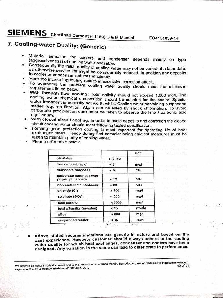 Cooling Water Quality | PDF