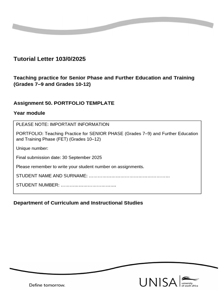 TPS2601 2025 Tutorial Letter 103 | PDF | Mentorship | Knowledge