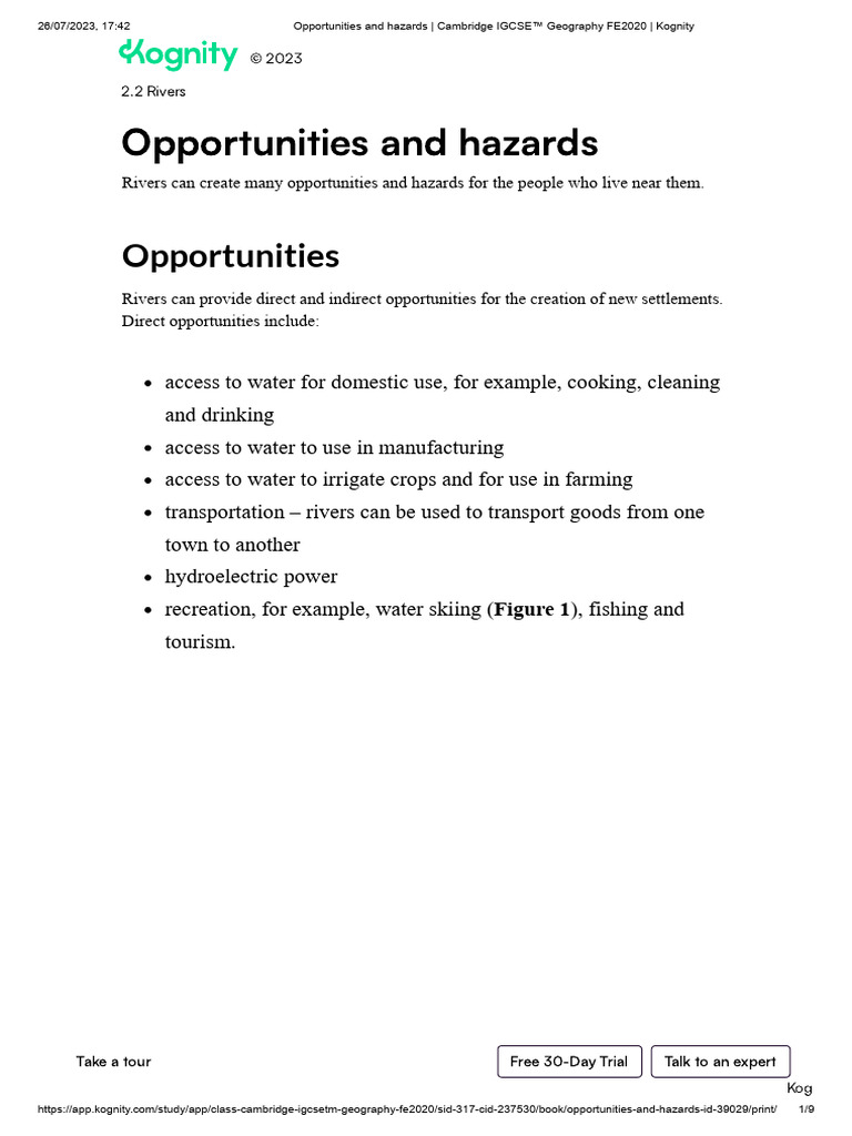 2.5opportunities and Hazards - Cambridge IGCSE™ Geography FE2020 - Kognity | PDF | River | Flood
