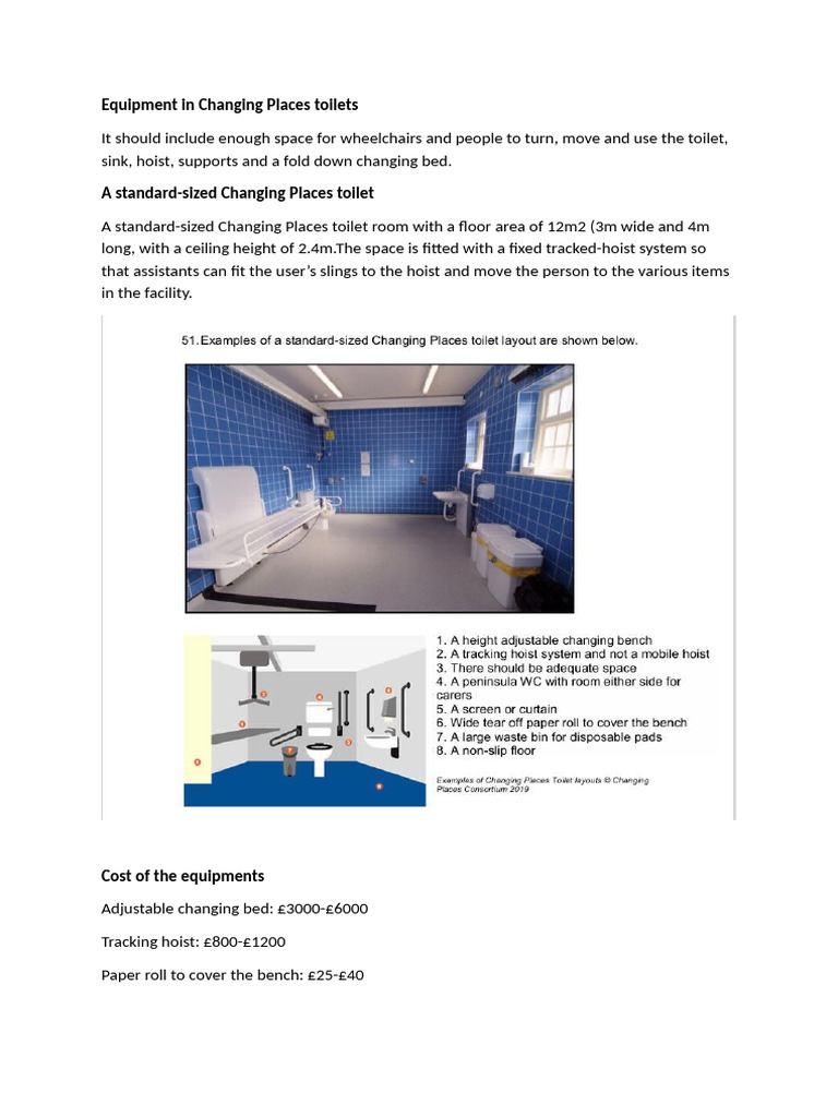 Equipment in Changing Places Toilets | PDF