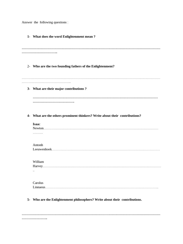Questions About the Enlightenment Period | PDF