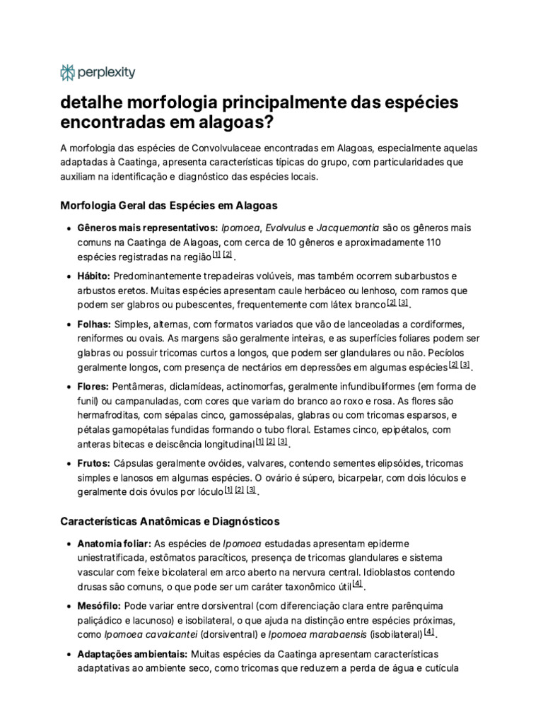 Detalhe Morfologia Principalmente Das Espécies en | PDF | Plantas ...