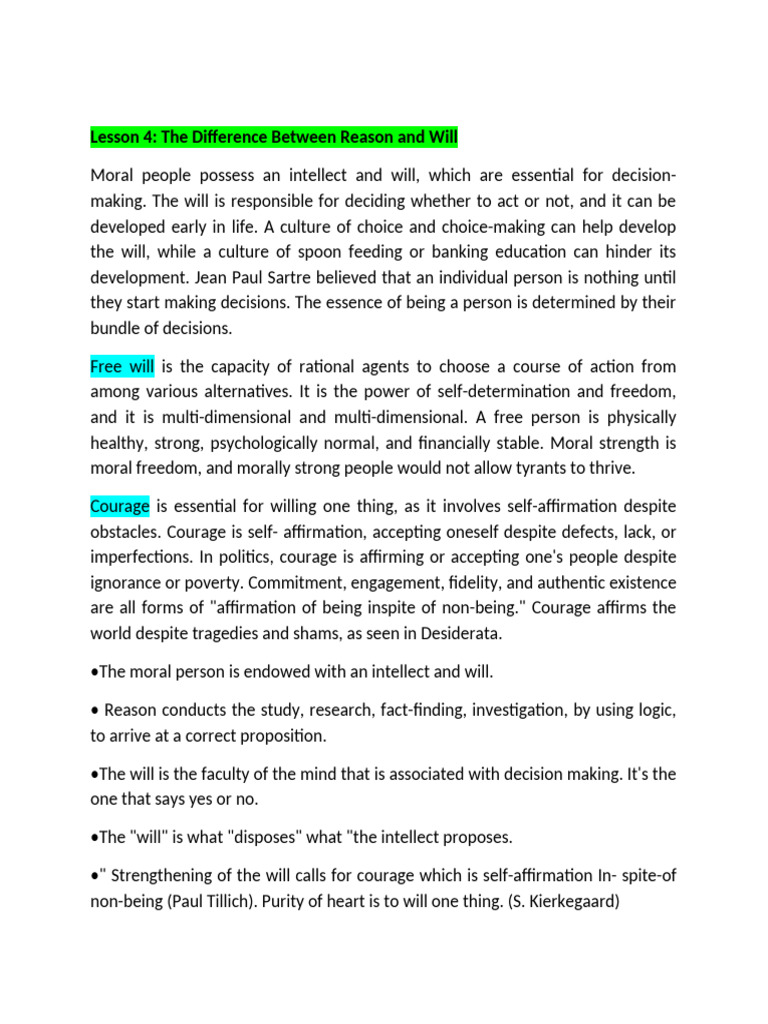 LESSON-5-The-Difference-Between-Reason-and-Will | PDF