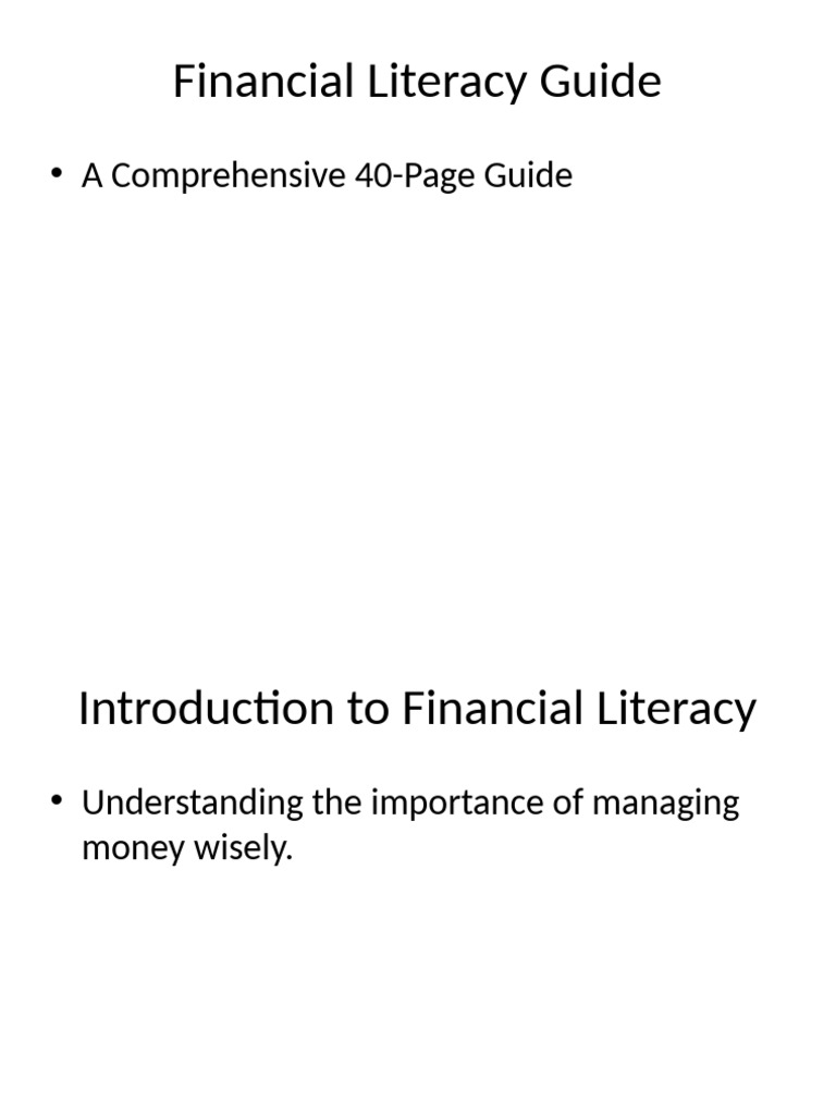 Financial Literacy Guide | PDF