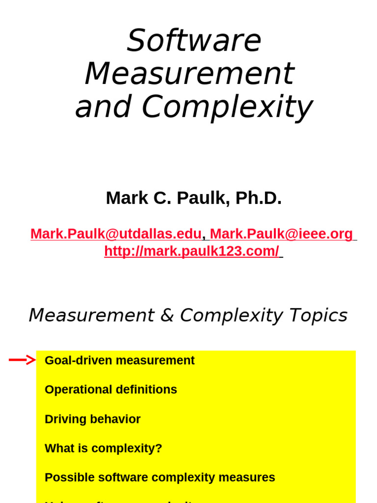 30 A Software Measurement and Complexity Mark Paulk | PDF | Complexity | System