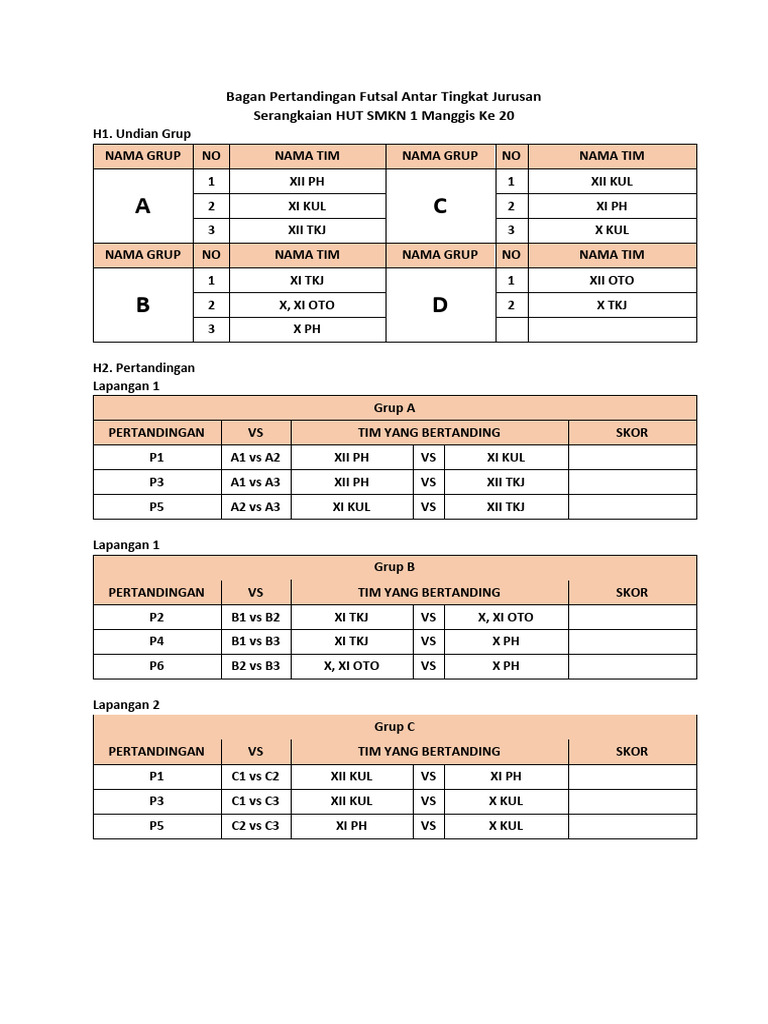 Bagan Pertandingan Lomba Futsal | PDF