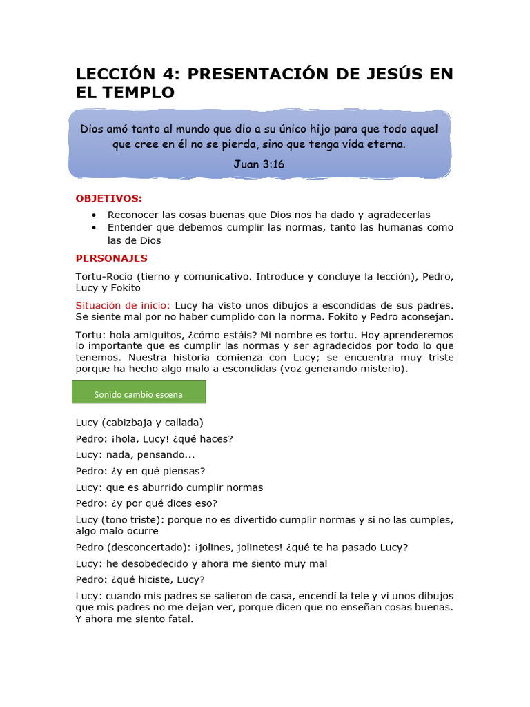 Lección 4 Presentación en El Templo | PDF | Verdad