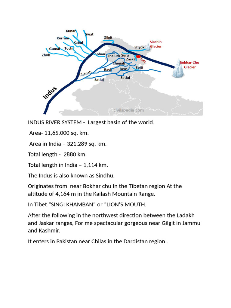 Indus and Ganga River Systems Overview | PDF | Indus River | Kashmir
