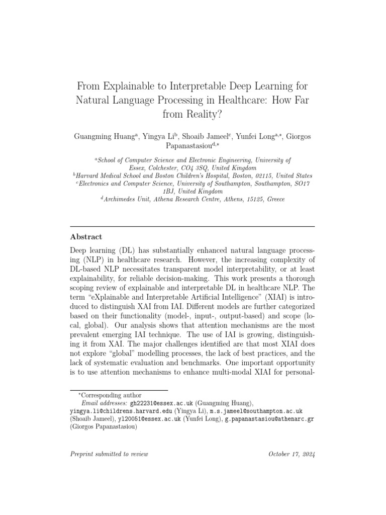 Deep Learning For Natural Language Processing In Healthcare Pdf Electronic Health Record