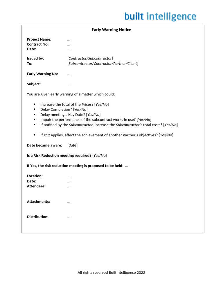 NEC3 ECS Early Warning Workflow Rev B | PDF