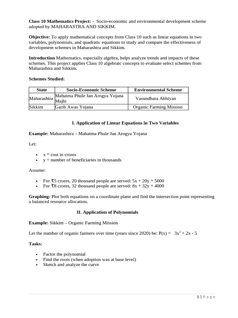 Class 10 Mathematics Project | PDF