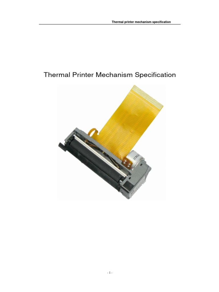 Thermal Printer Mechanism Specs | PDF | Printer (Computing) | Temperature