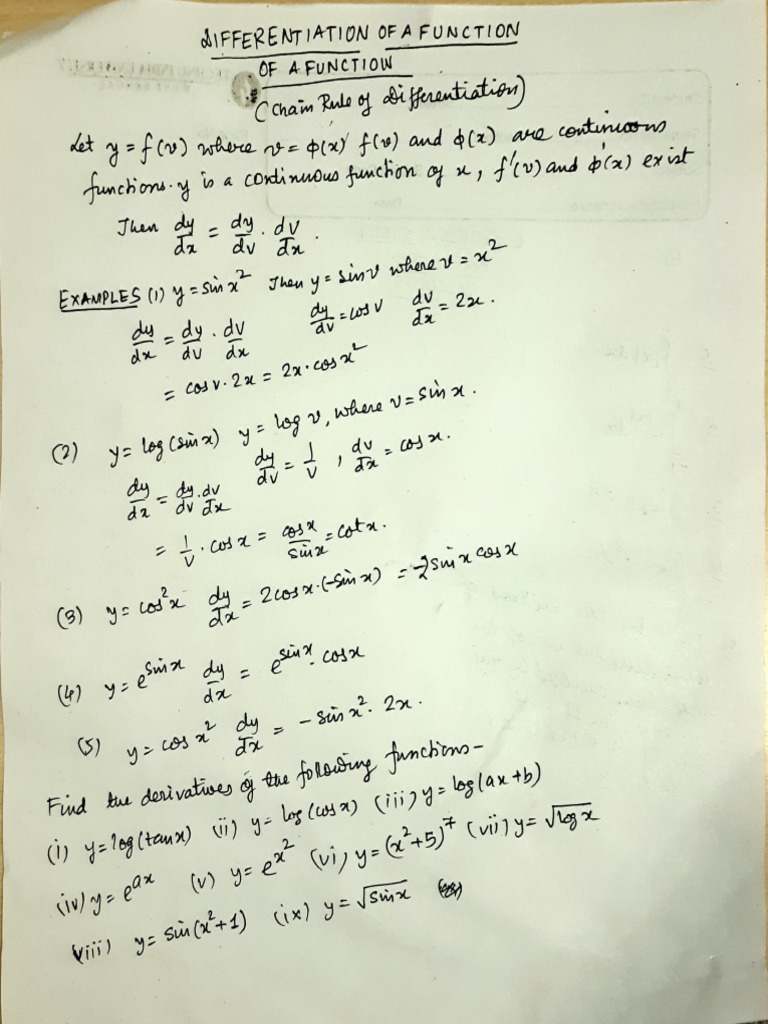Chain Rule of Differentiation | PDF