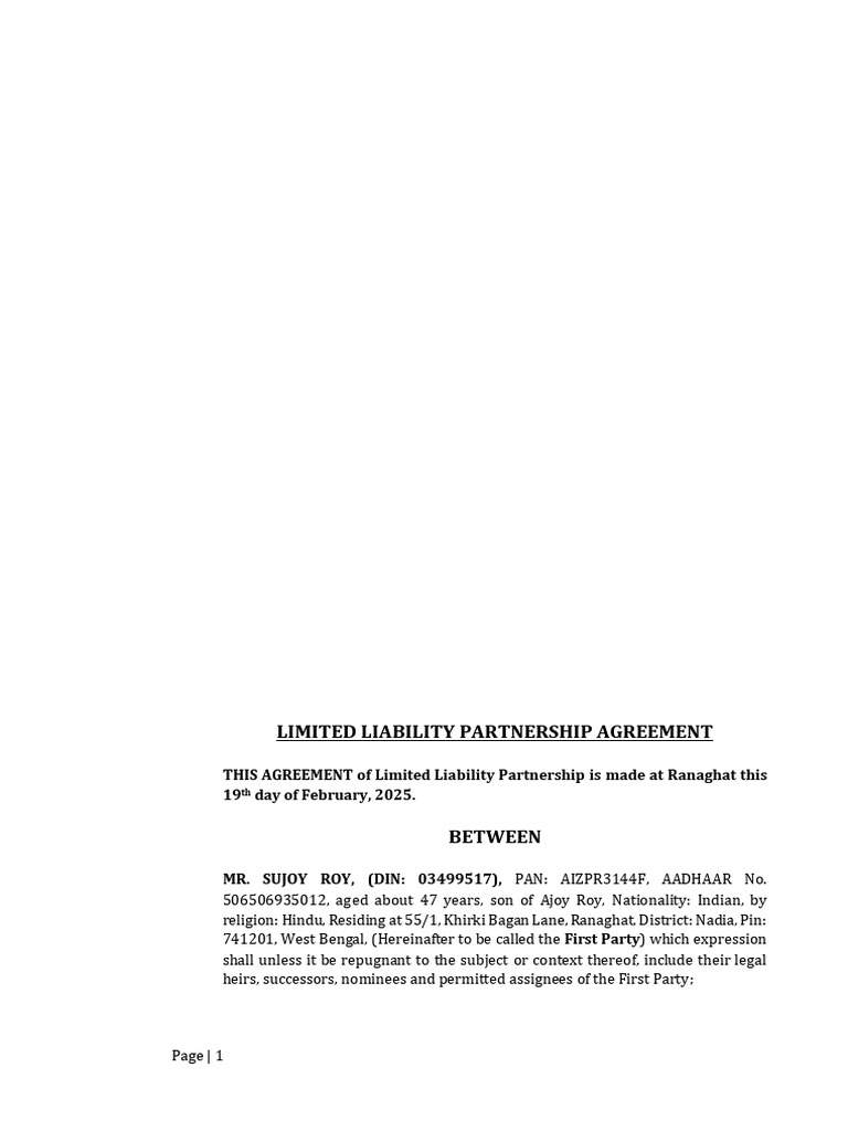 LLP Agreement | PDF | Limited Liability Partnership | Partnership