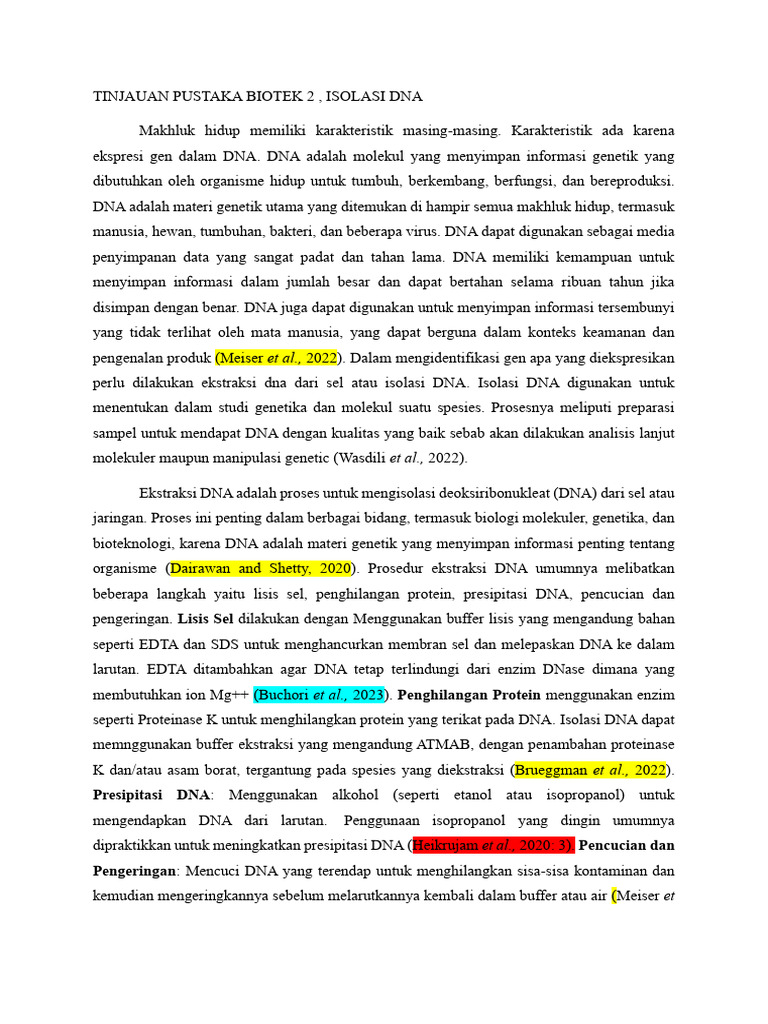 Proses Isolasi DNA dalam Bioteknologi | PDF