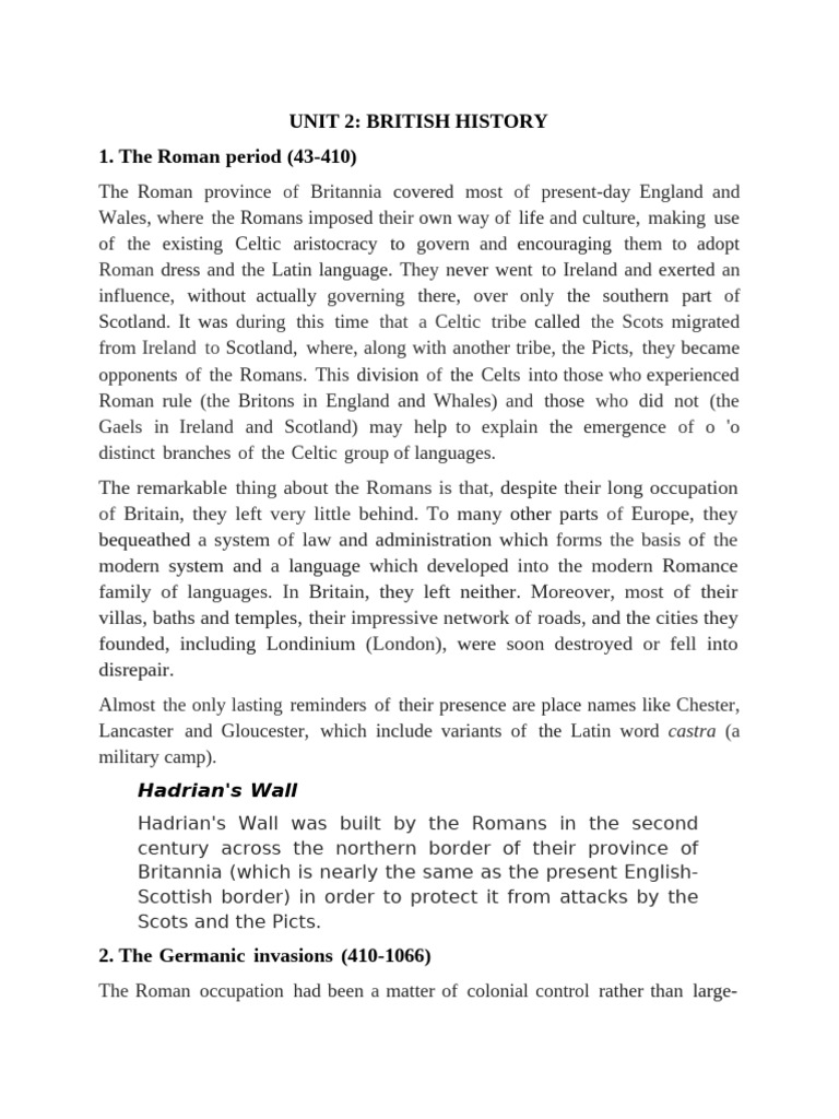 Overview of British History: Roman to Medieval | PDF | Roman Britain ...