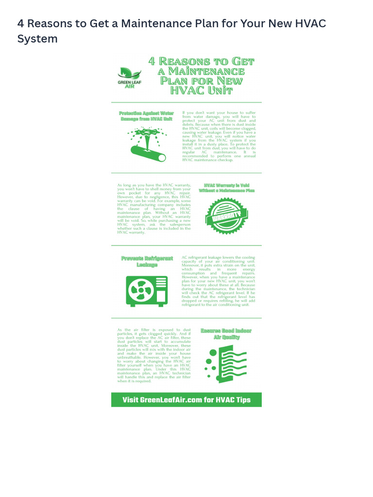 4 Reasons To Get A Maintenance Plan For Your New HVAC System | PDF