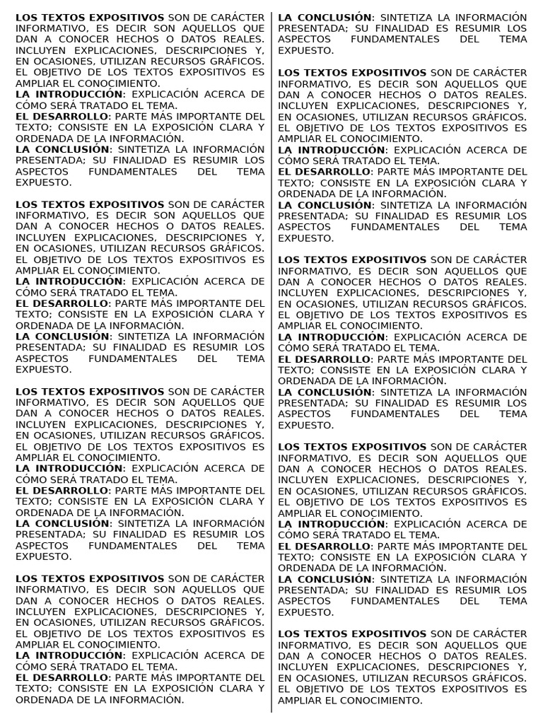 Los Textos Expositivos Son de Carácter Informativo | PDF