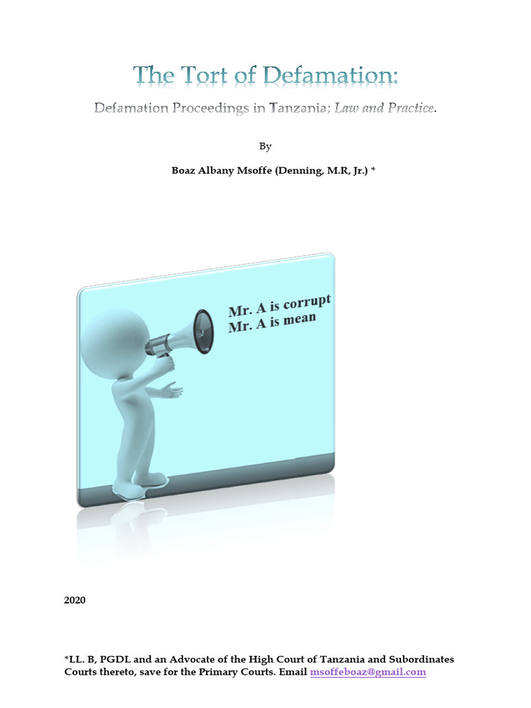 The Tort of Defamation Defamation Procee | PDF | Defamation | Public Law