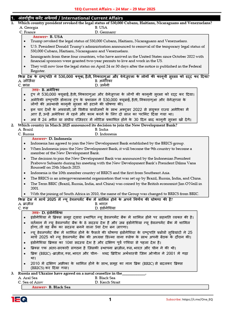 24 Mar - 29 Mar Weekly CA 2025 | PDF