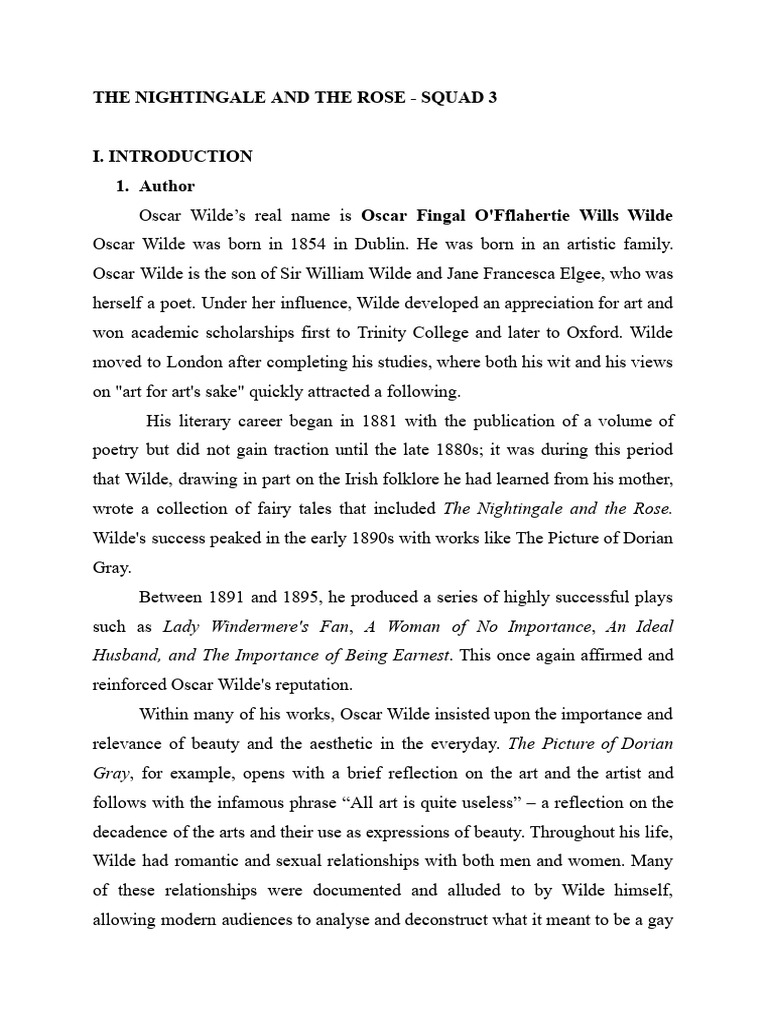 The Nightingale and The Rose - Squad 3 | PDF | Love | Oscar Wilde