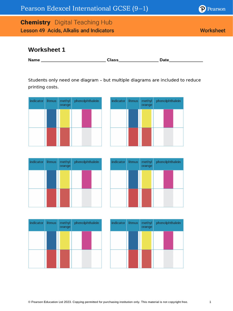 IG Chemistry Lesson49 Worksheet1 | PDF