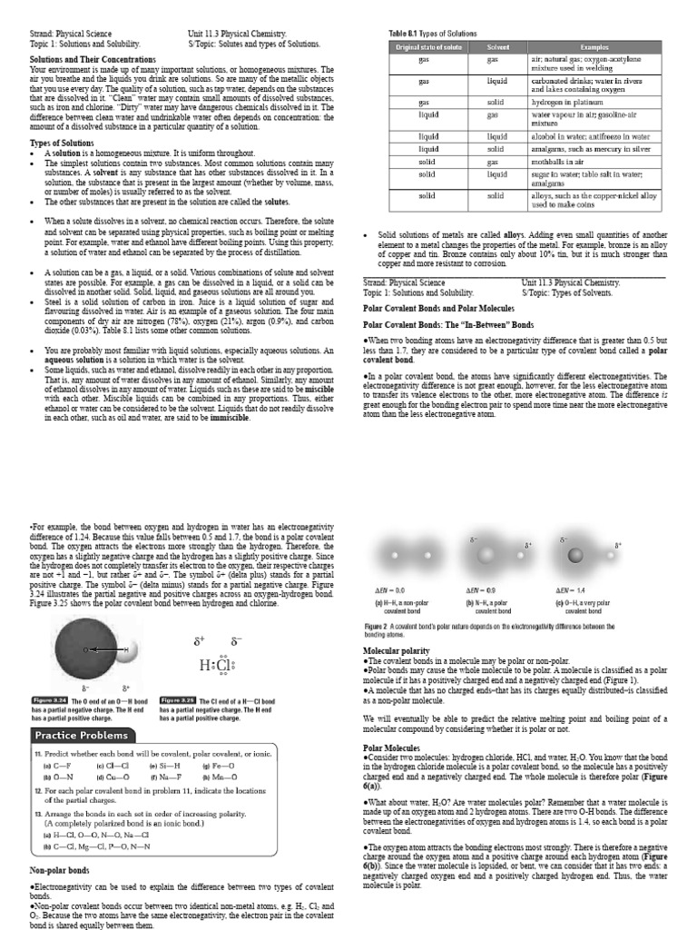 Understanding Solutions and Solubility | PDF | Chemical Polarity ...