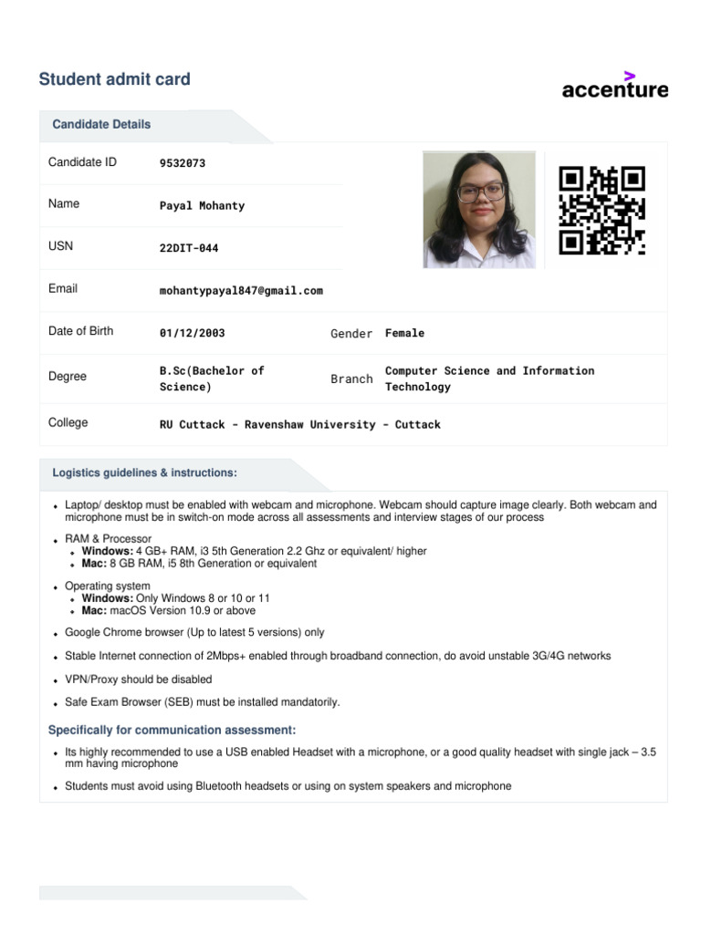 Student Admit Card and Guidelines | PDF | Employment | Privacy