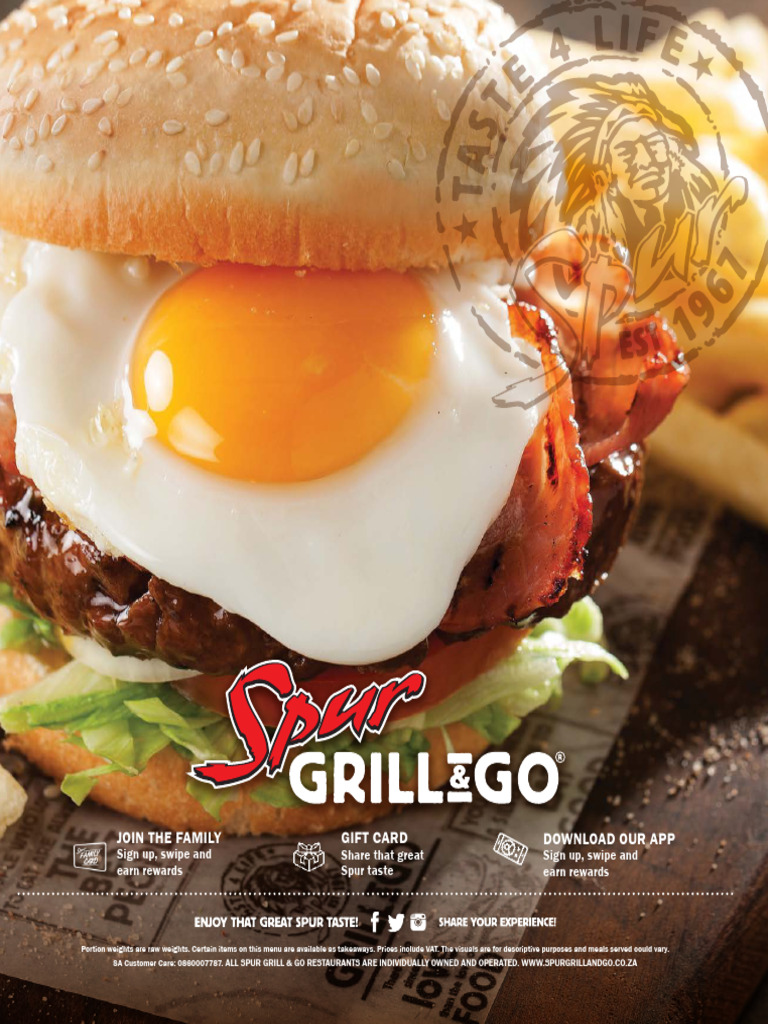 Spur Grill & Go Menu 2024 | PDF | Hamburgers | Bacon