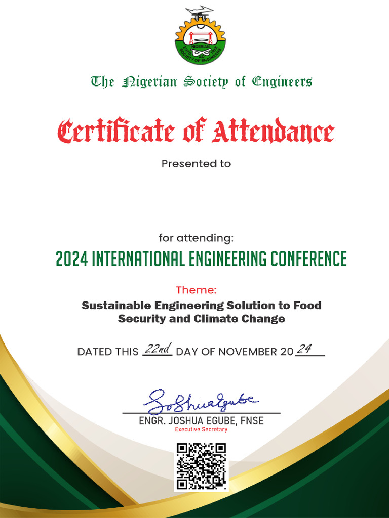NSE Conference Certificate (Id - 3516) | PDF