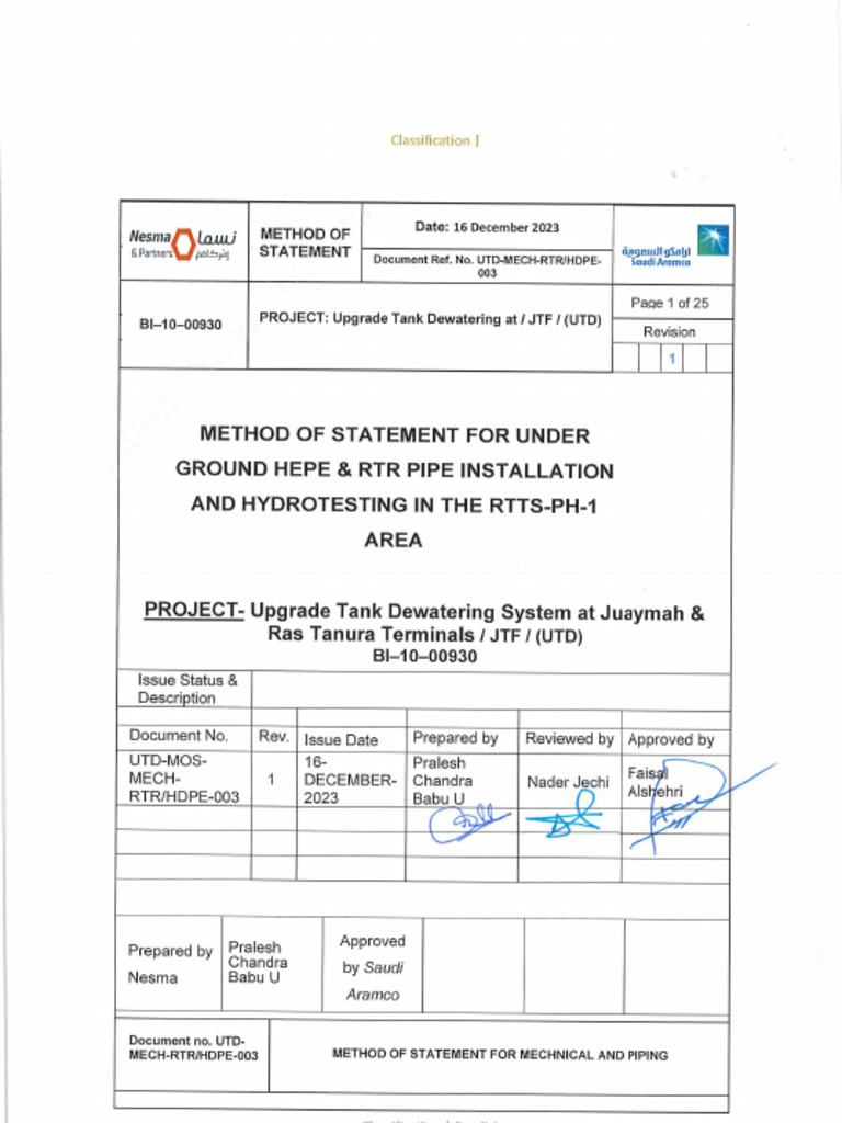 Mos For Under Ground Hepe - RTR Pipe Installation and Hydrotesting in ...
